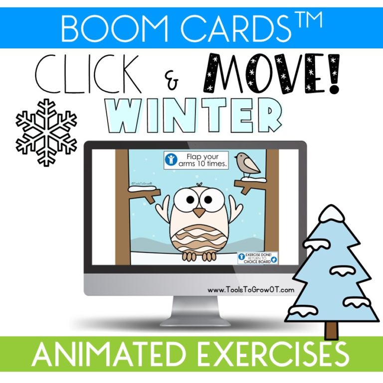 Boom Cards: Animated! Click & Move = Winter Exercises – Shop Tools To Grow