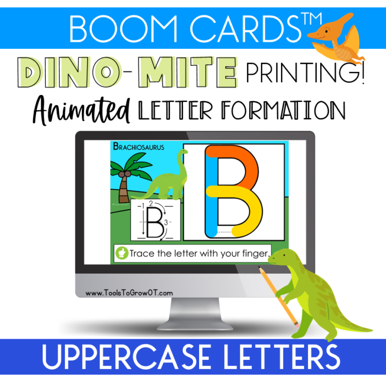 Boom Cards: Animated! DINO-MITE Printing! Uppercase Letter Formation ...