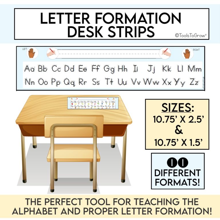 Alphabet Letter Formation + SIZING Desk Strips – Shop Tools To Grow